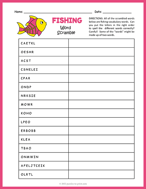 Fishing Word Scramble