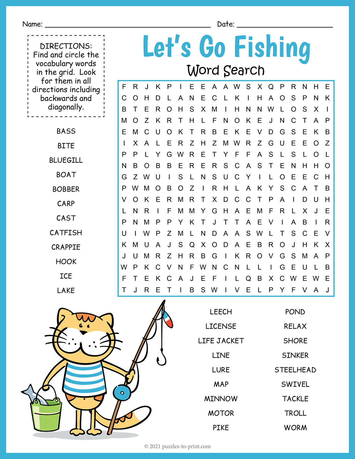 Fishing Word Search
