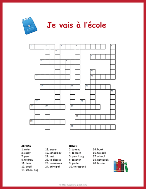 French School Crossword