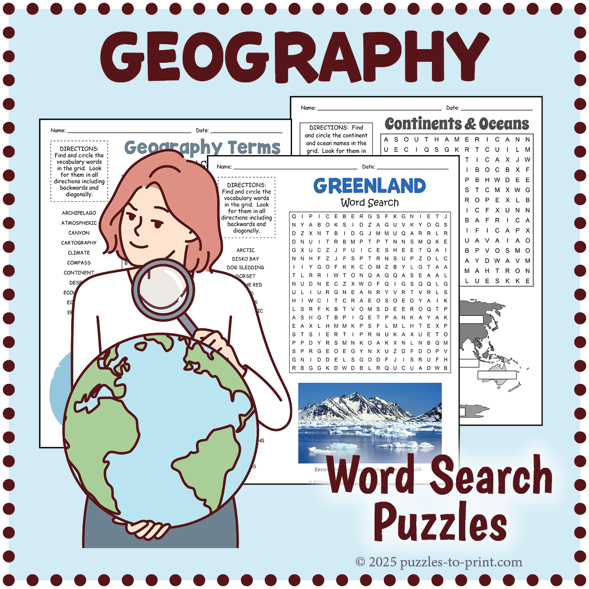 Geography Word Search Puzzles