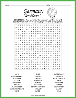 Germany Word Search