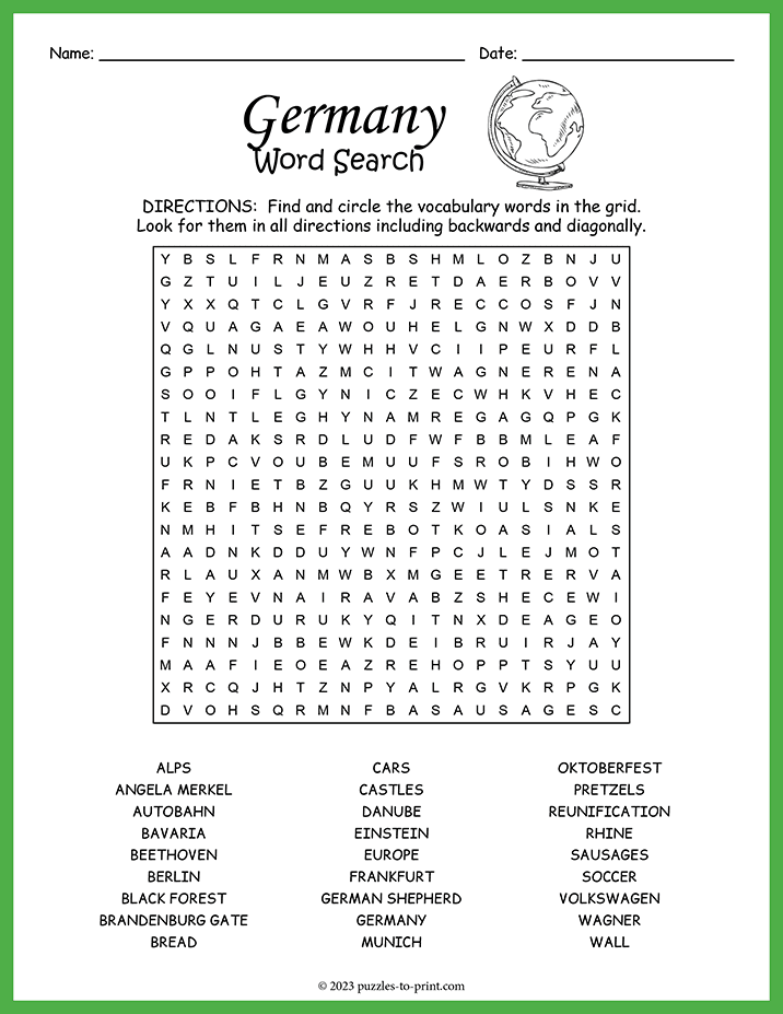 Germany Word Search