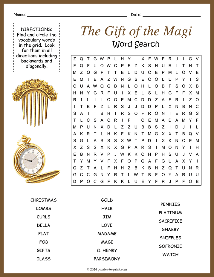 Gift of the Magi Word Search