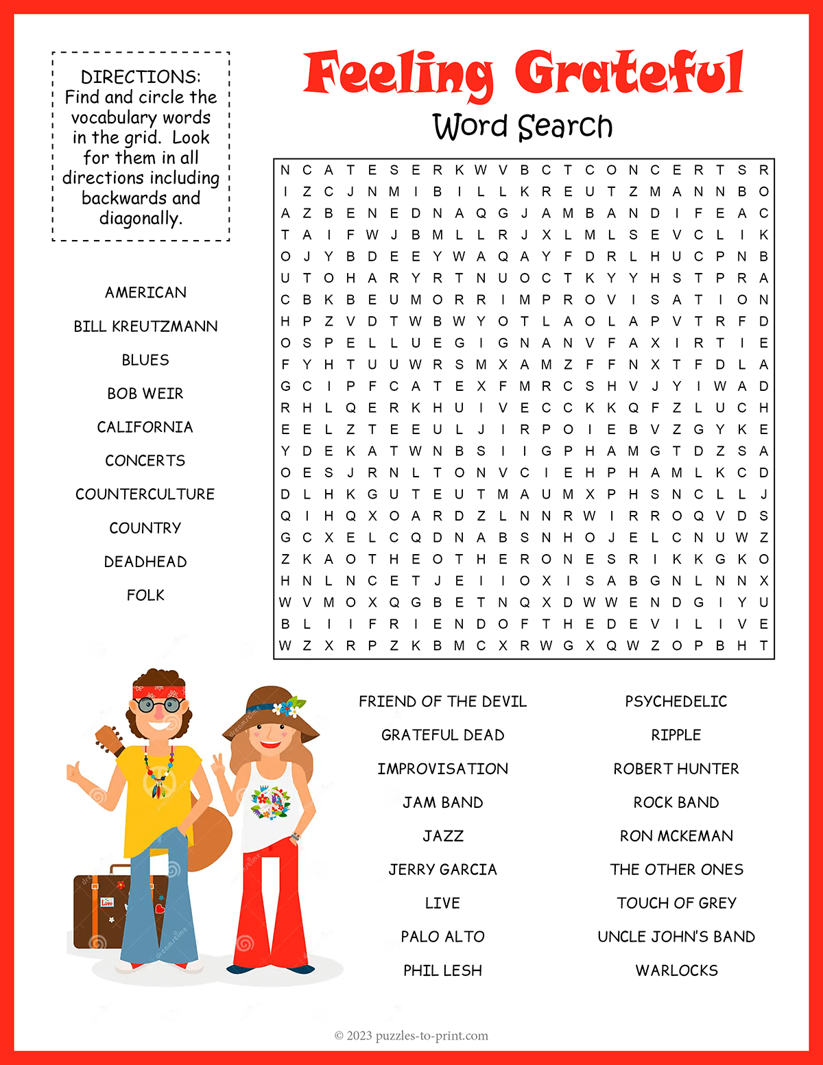 Grateful Dead Word Search