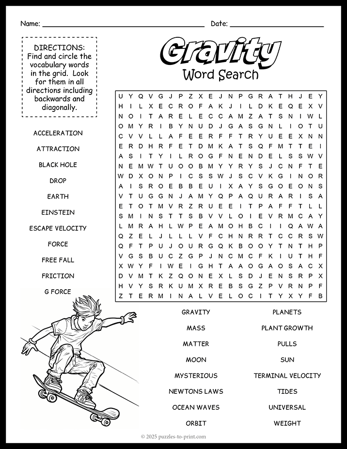 Gravity Word Search