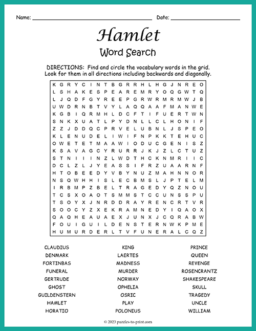 Hamlet Word Search