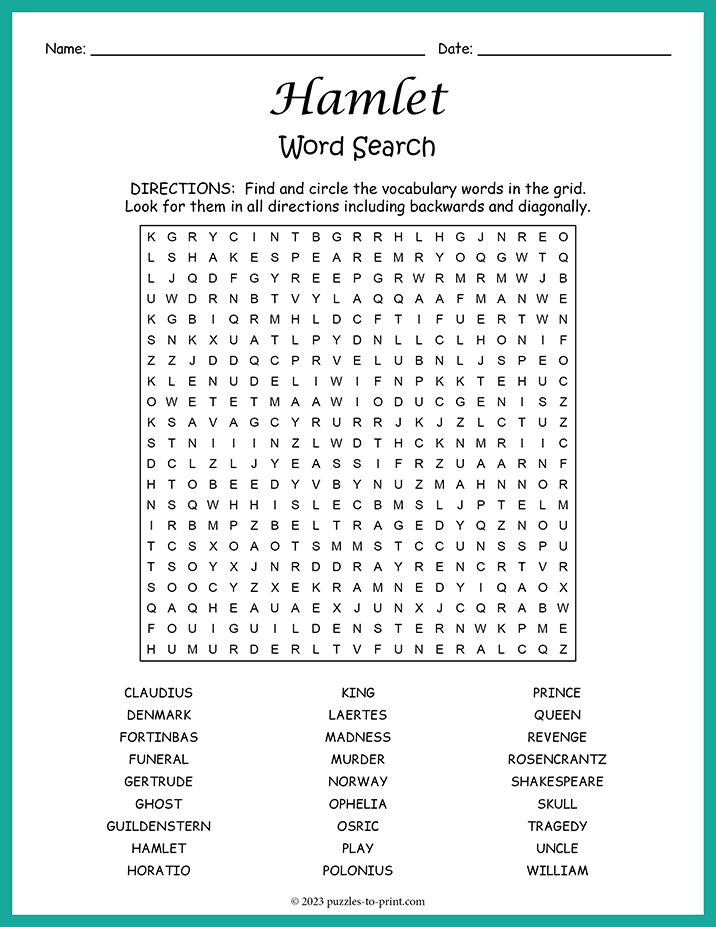 Hamlet Word Search