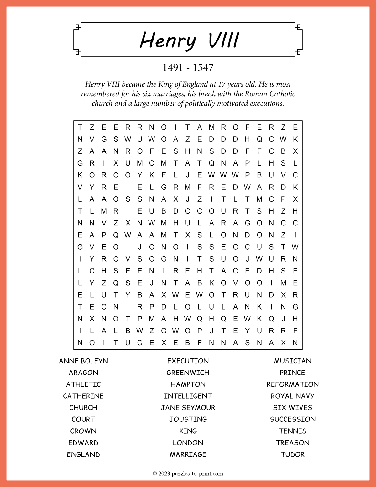 Henry Viii Facts Worksheets Tudor History For Kids