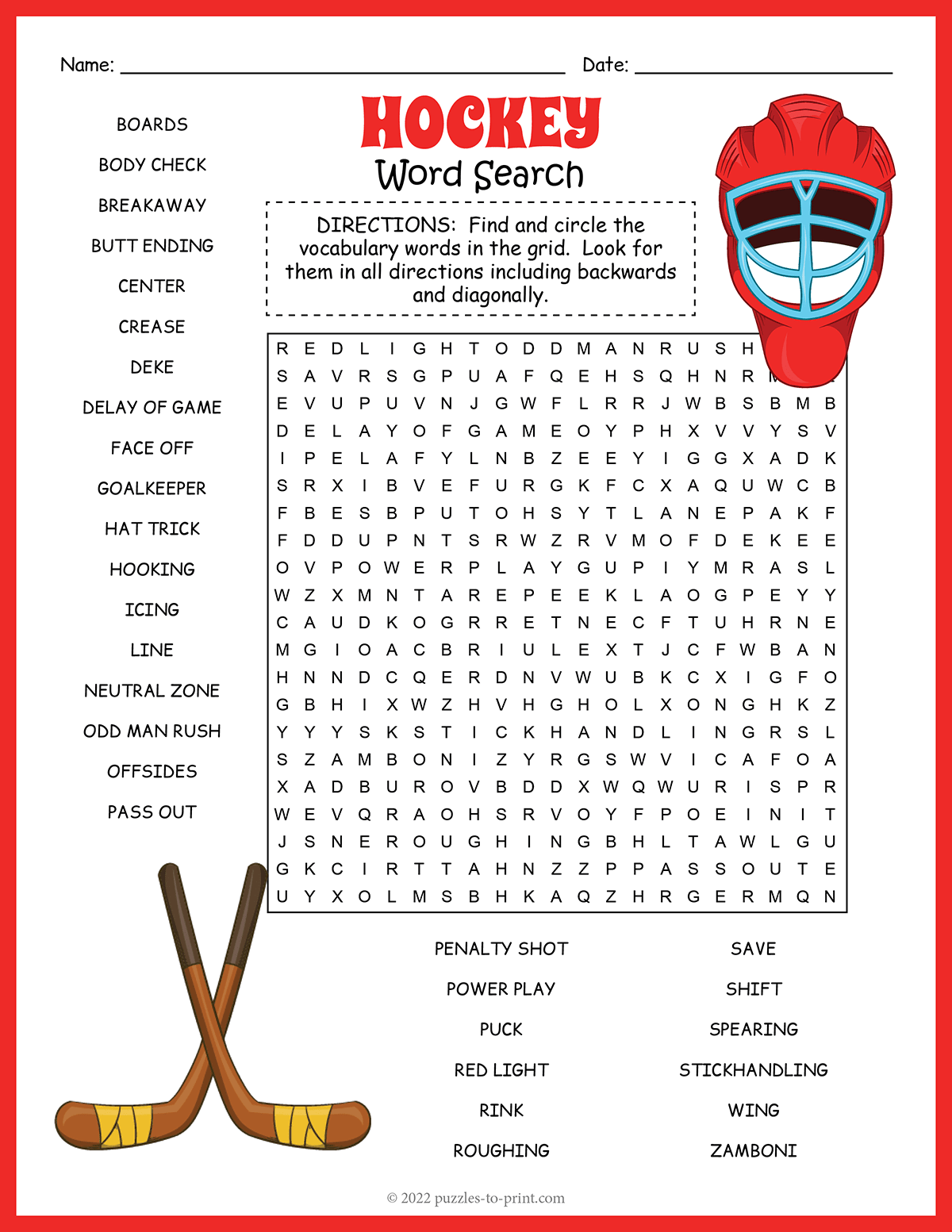 Printable Hockey Lineup Cards Printable Word Searches