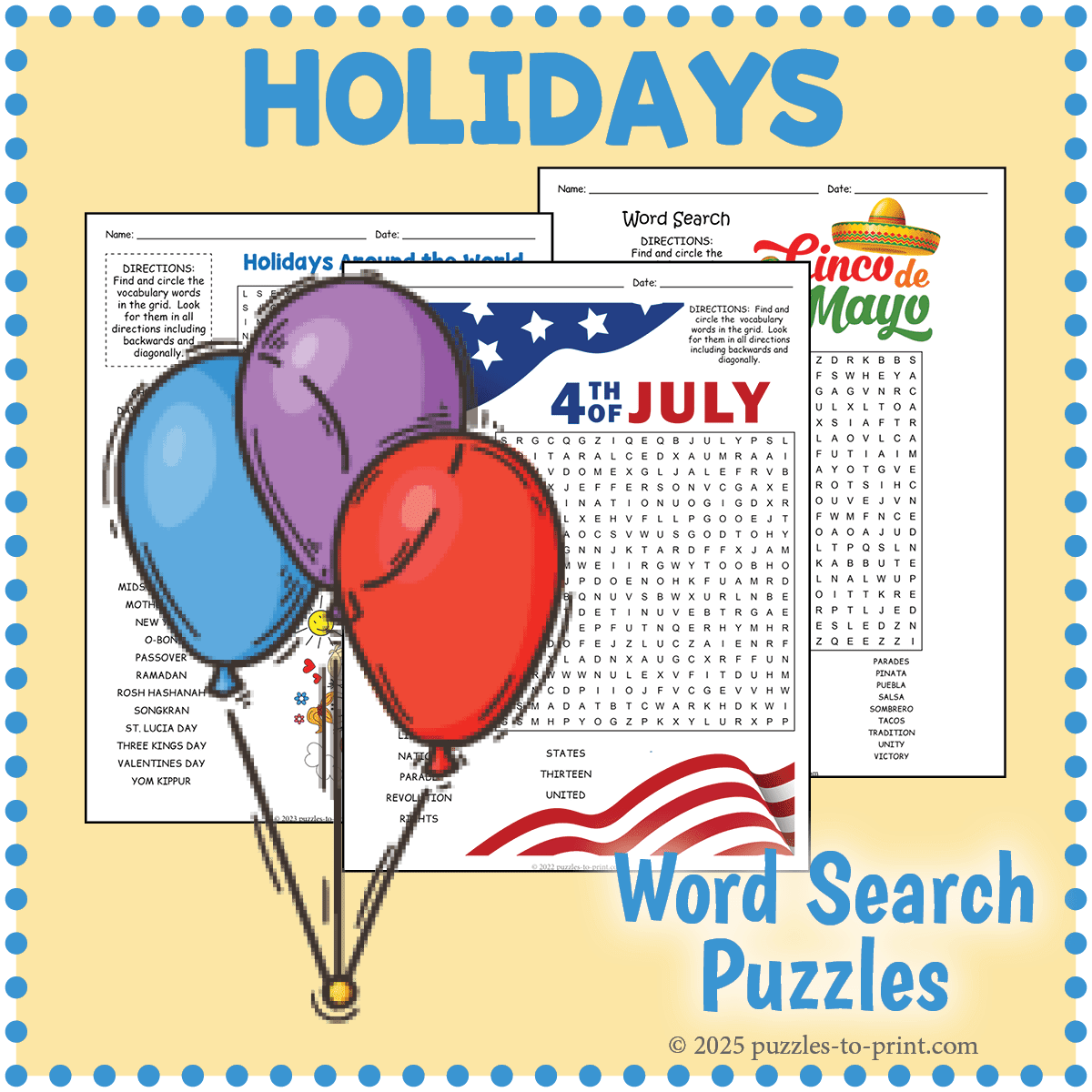 Holiday Word Search Puzzles