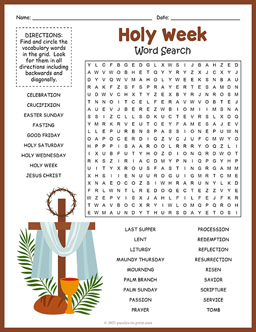 Holy Week Word Search