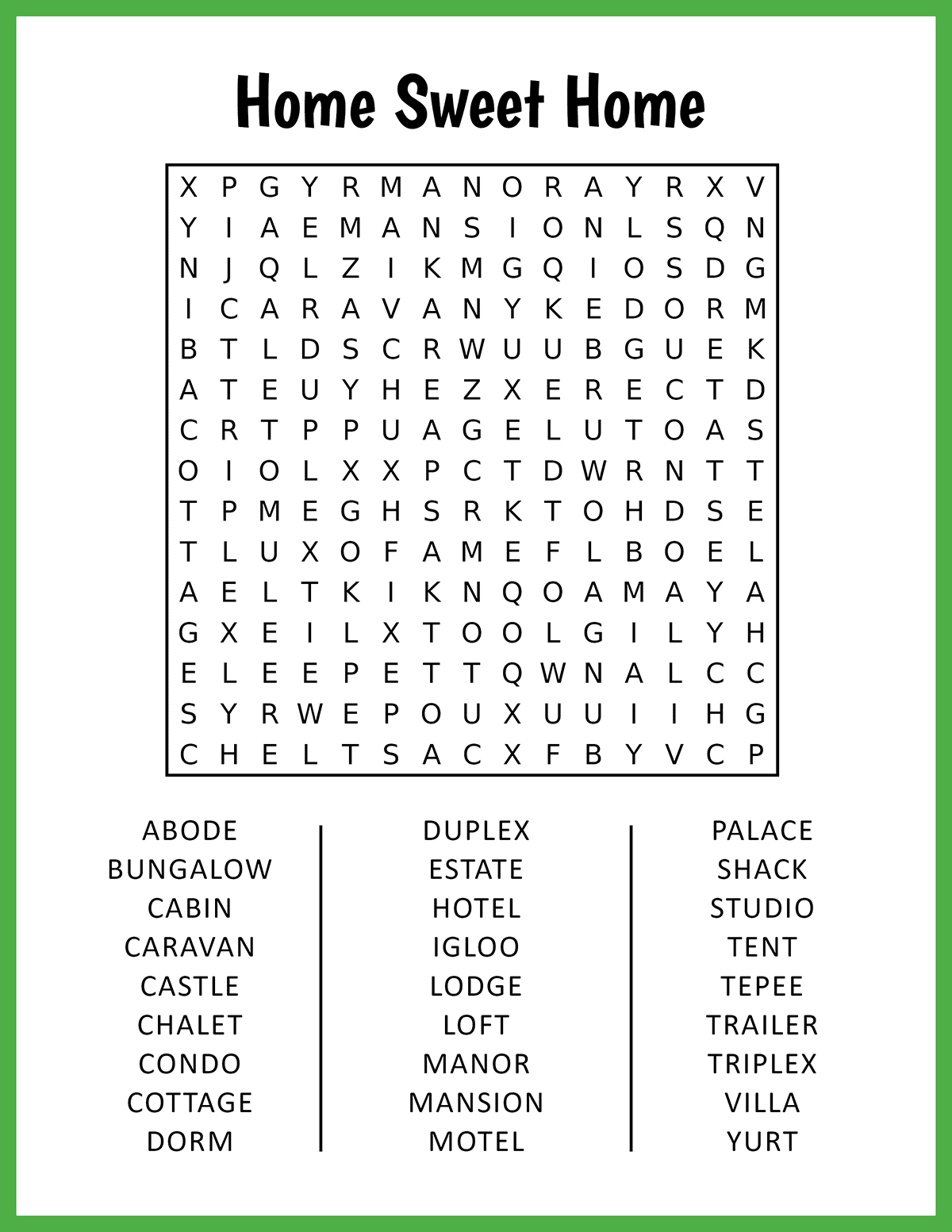 Simple Word Searches Printable Activity Shelter