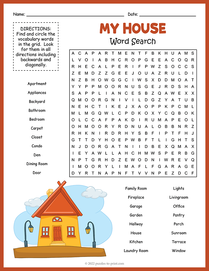 Around the House Word Search