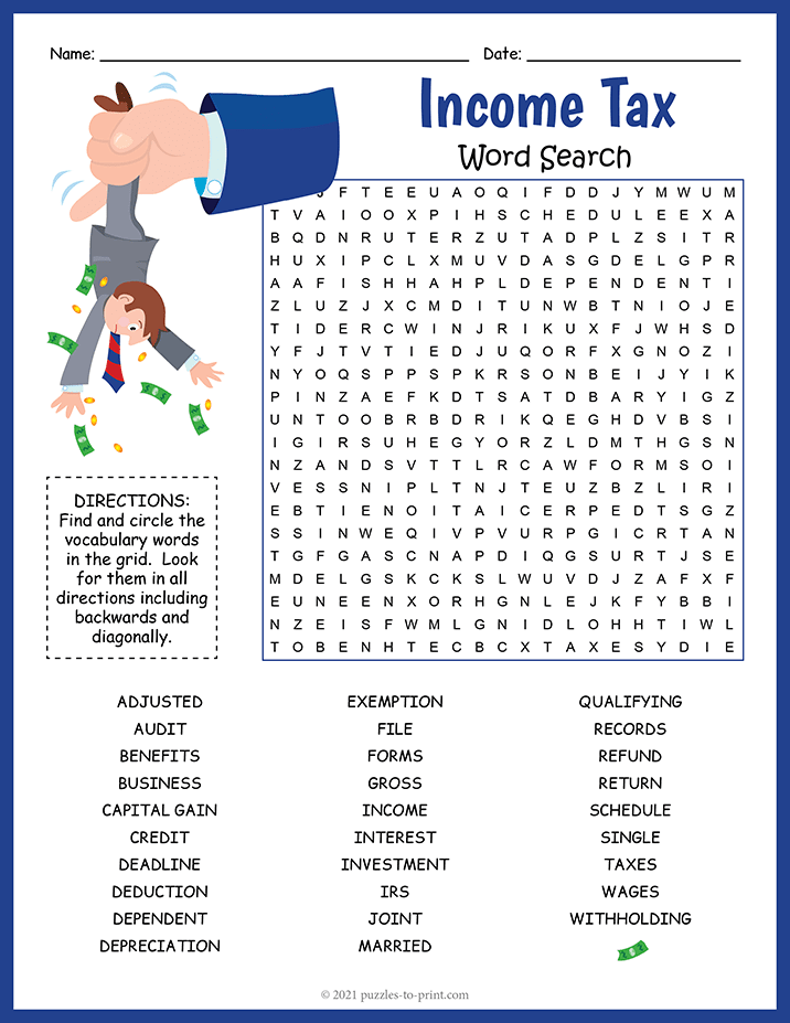 Income Tax Word Search