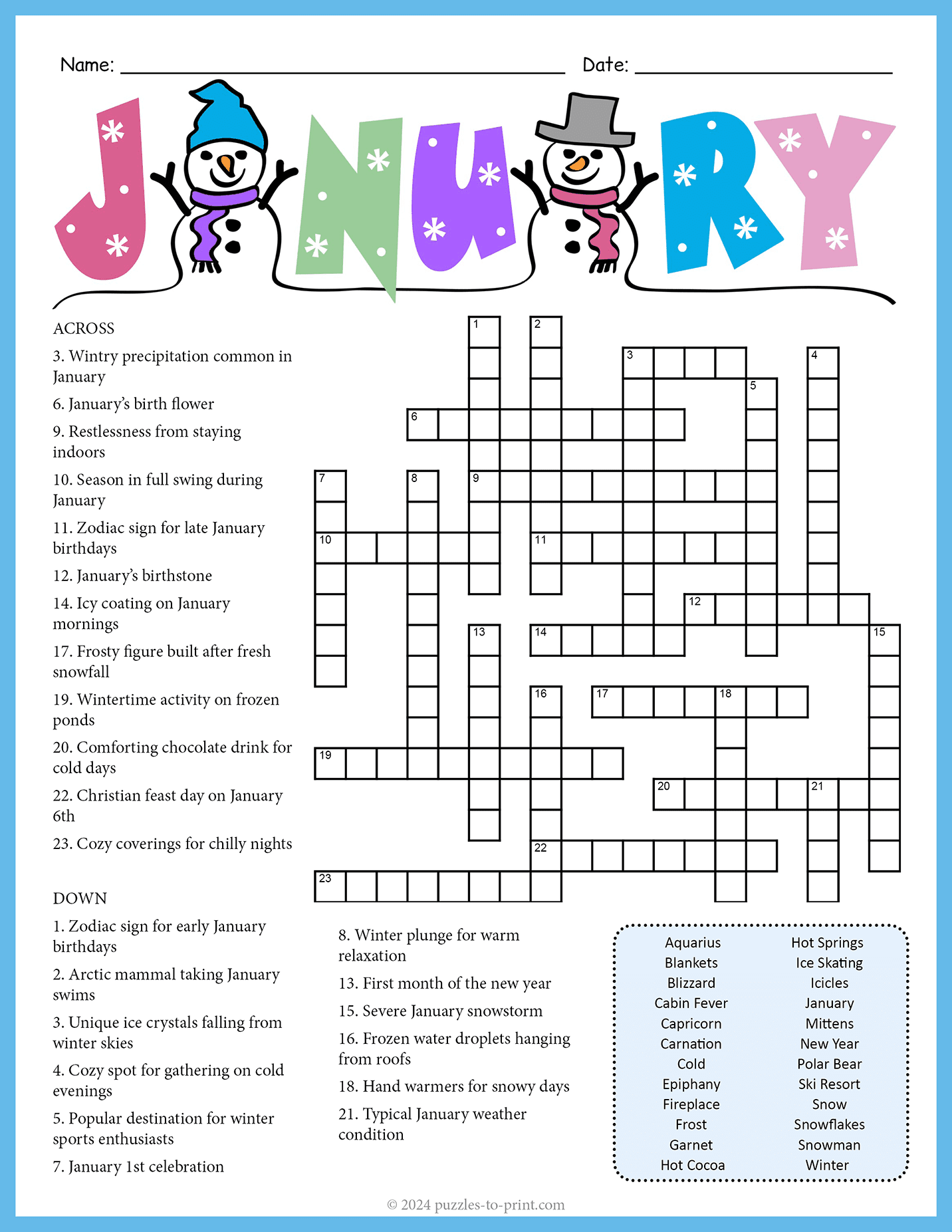 January Crossword