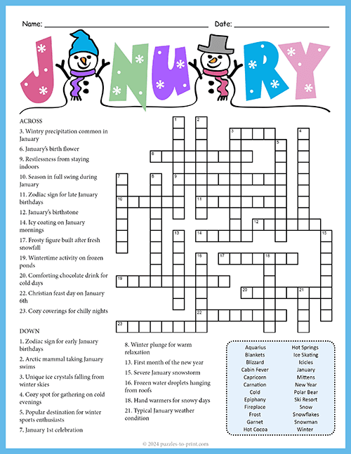 January Crossword