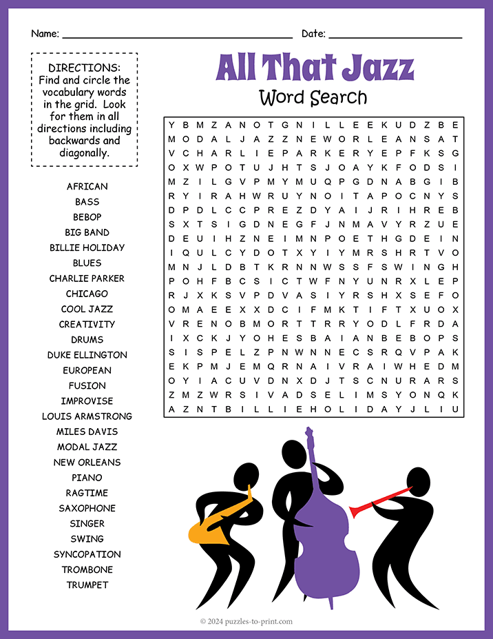 Jazz Music Word Search