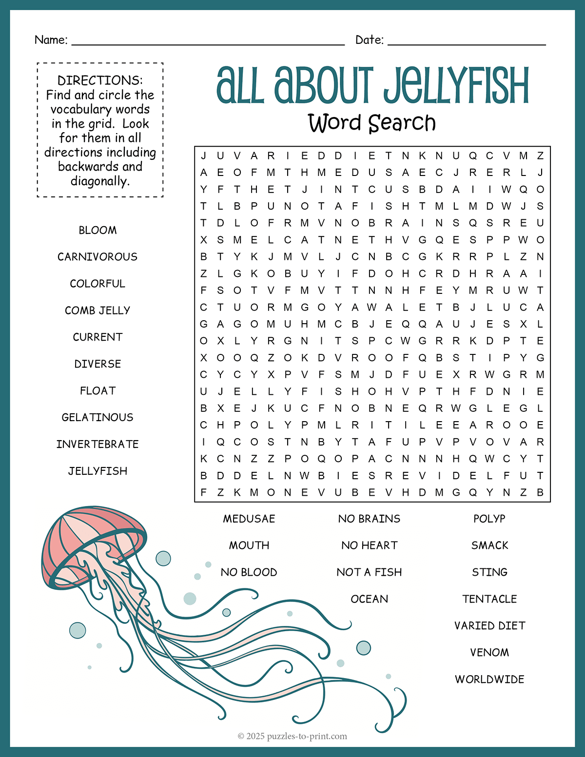 Jellyfish Worksheets 14 FREE PRINTABLE ENGLISH WORKSHEET FOR GRADE 2