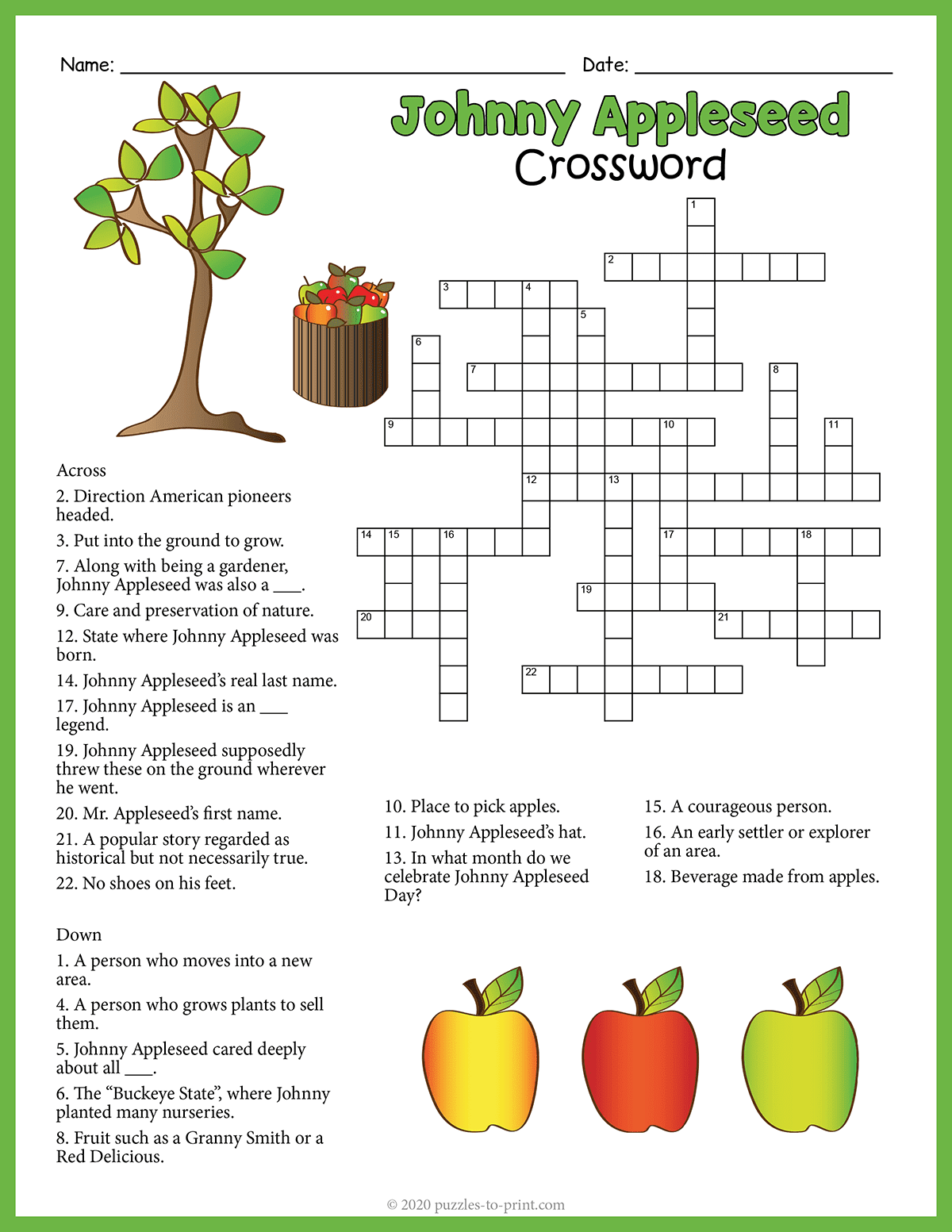 Johnny Appleseed Crossword