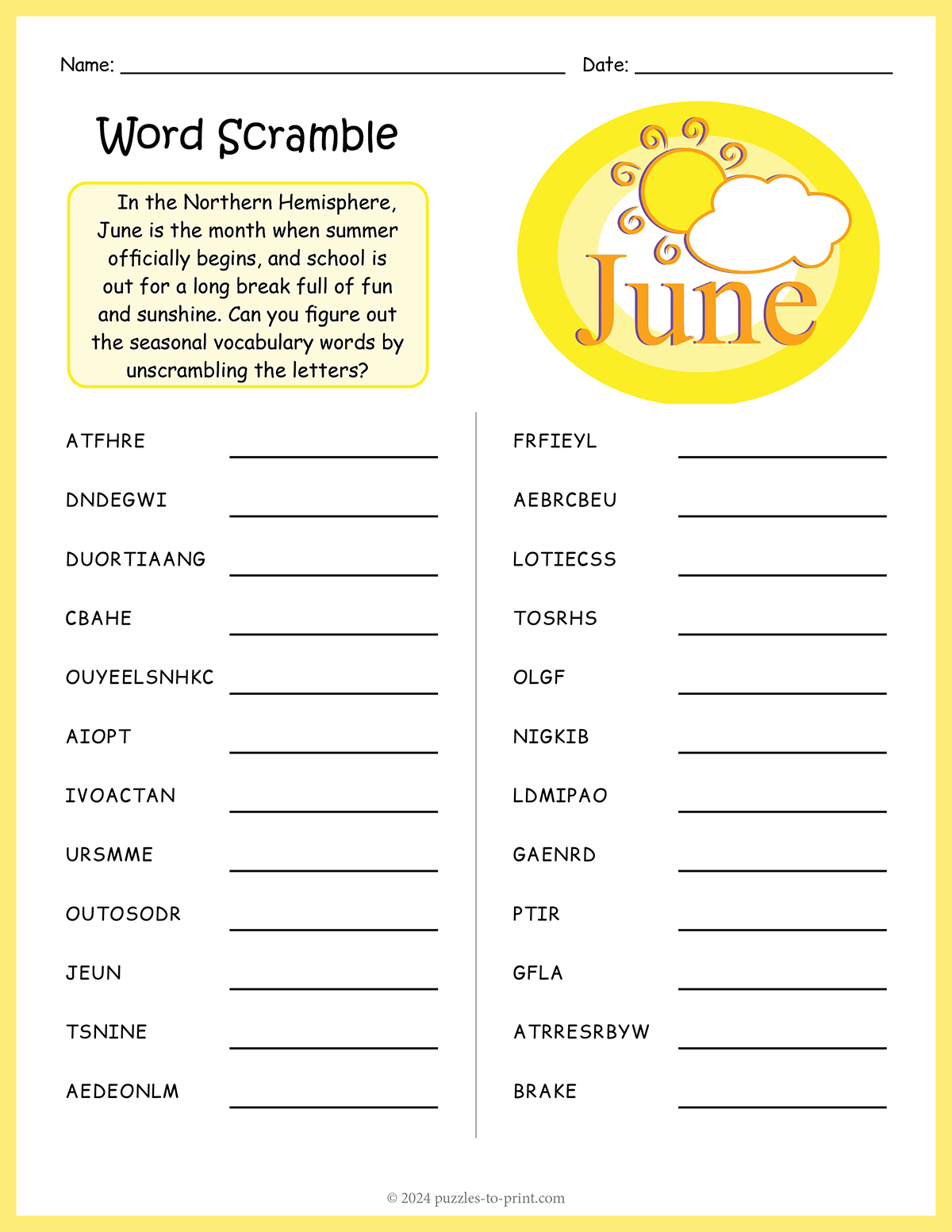 Jumble Word Puzzles Printable