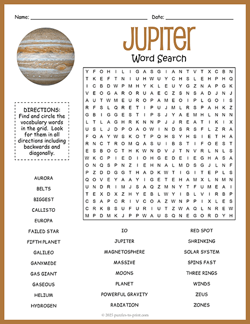 Jupiter Word Search