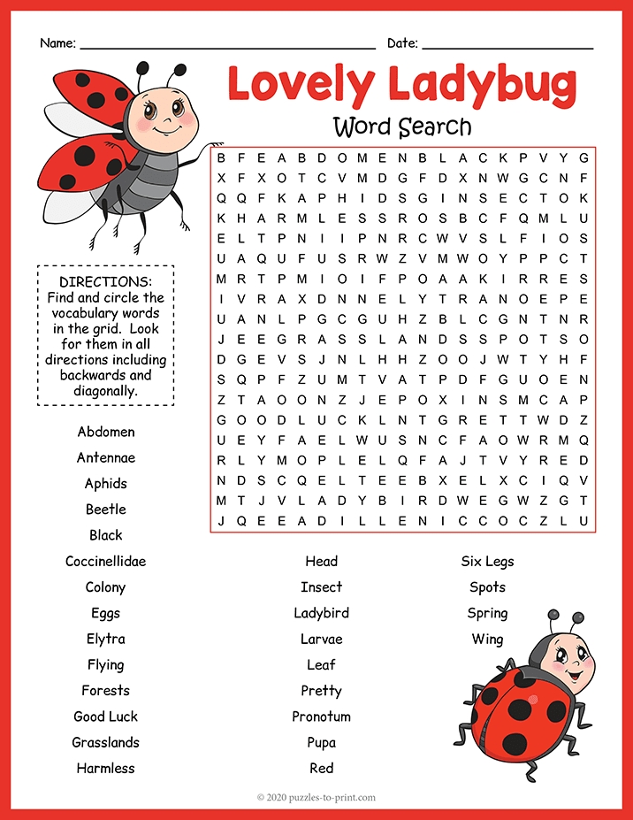 Ladybug Word Search