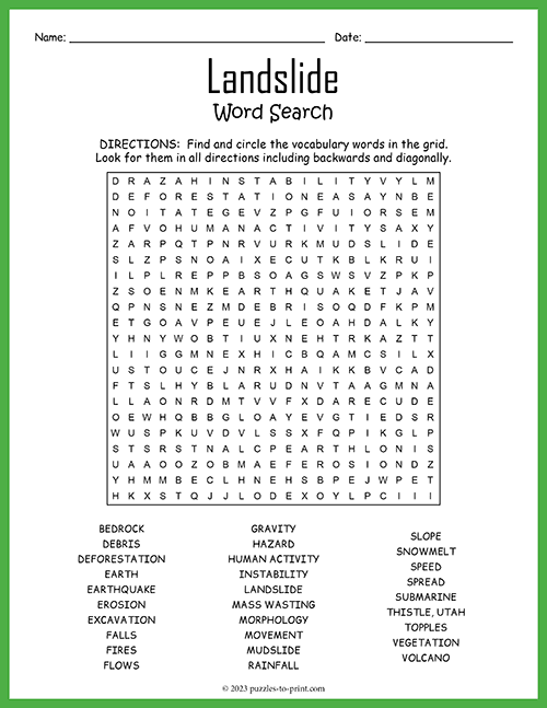 Landslide Word Search