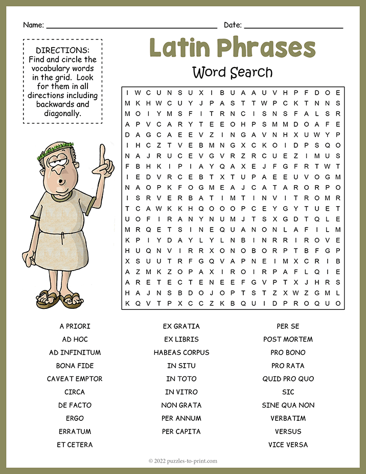 Literary Word Search Puzzles