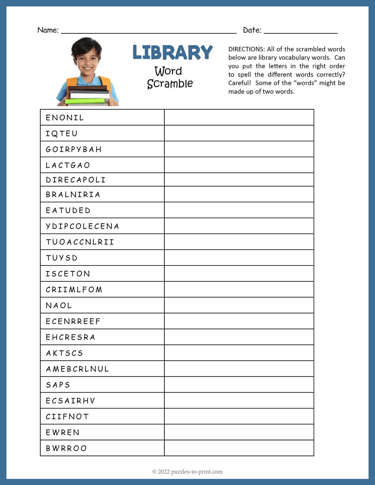 Library Word Scramble