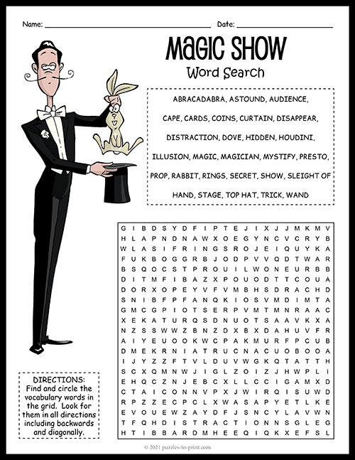 Magic Show Word Search