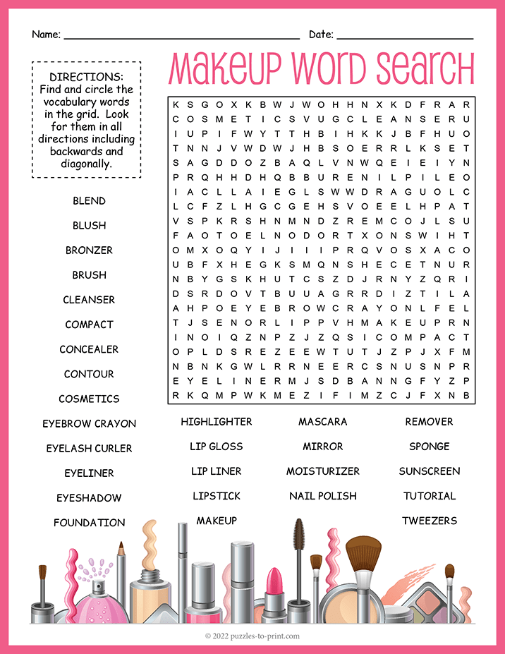 Makeup Word Search