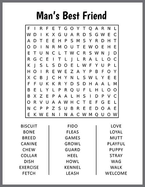 Man's Best Friend Word Search