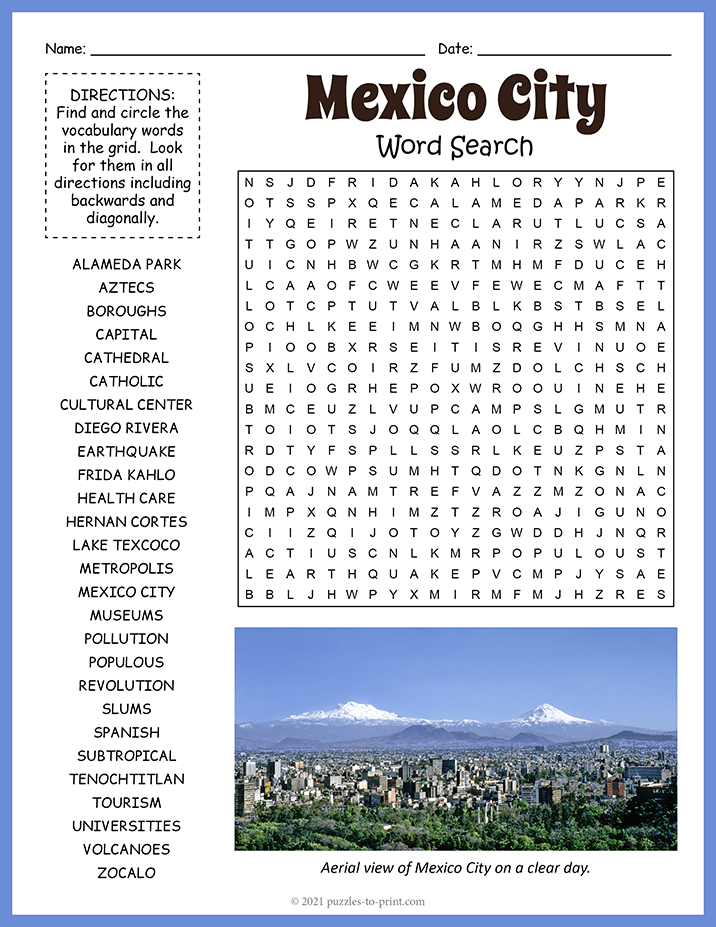 Mexico City Word Search