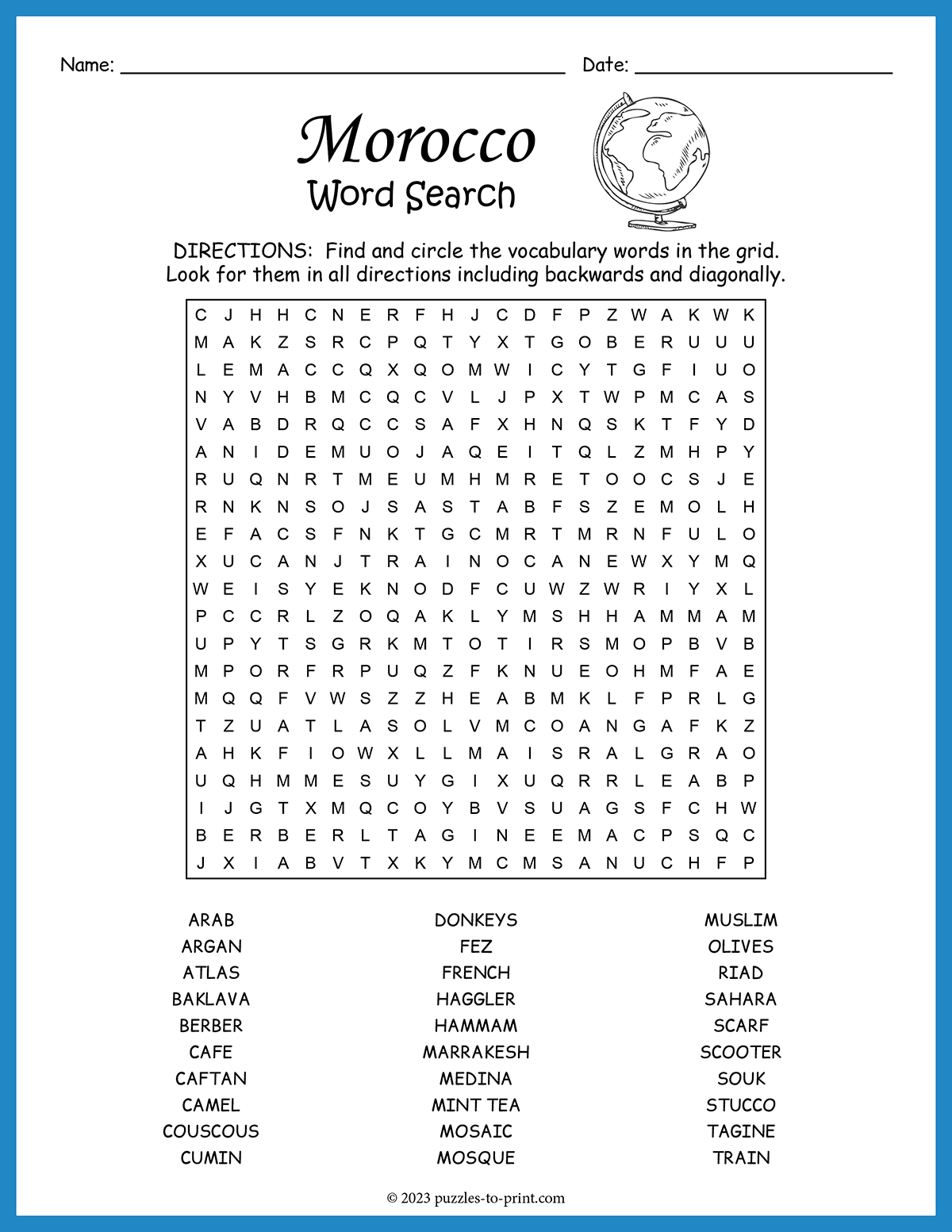 Morocco Word Search