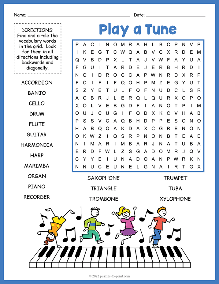 Musical Instruments Word Search
