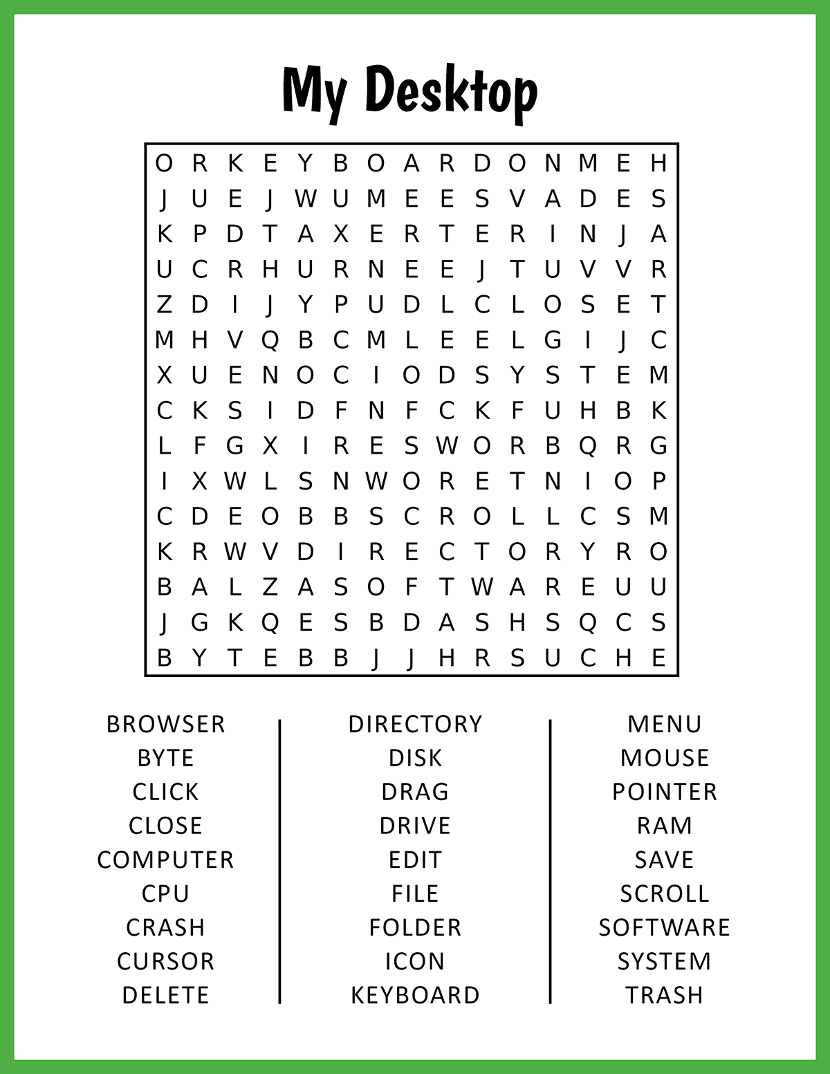 My Desktop Word Search