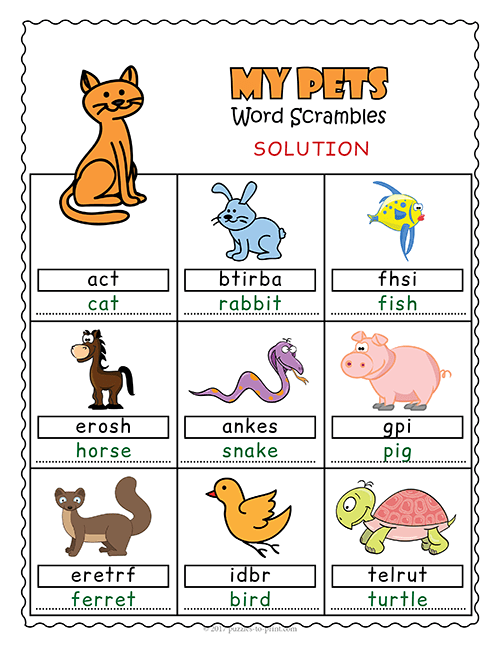 My Pets Word Scramble