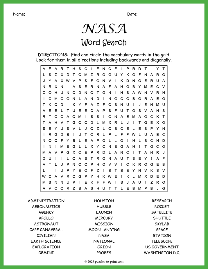 US History Word Search Puzzles