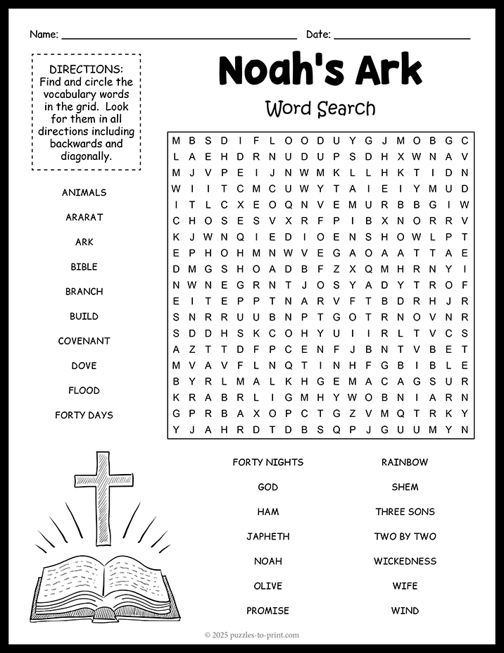 Noah's Ark Word Search
