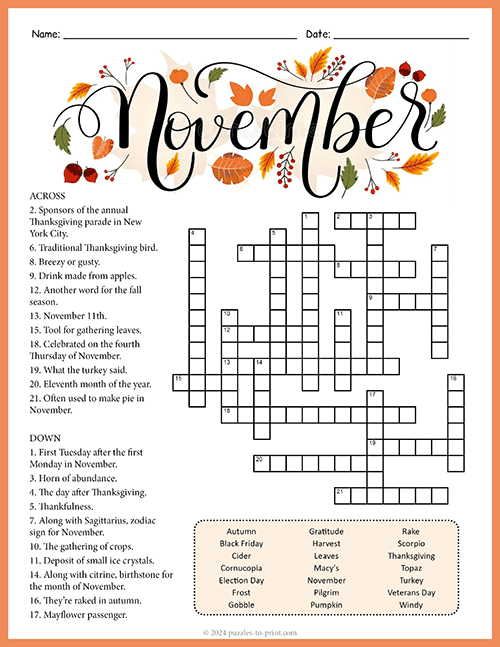 November Crossword