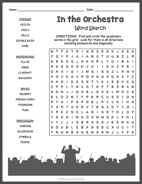 Orchestra Word Search