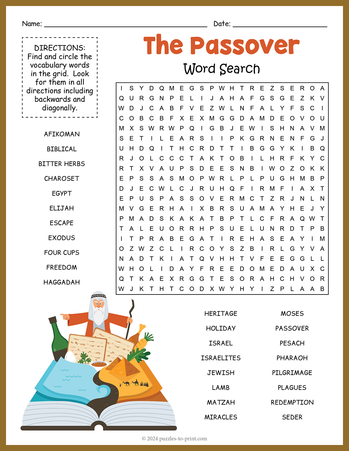 Passover Word Search