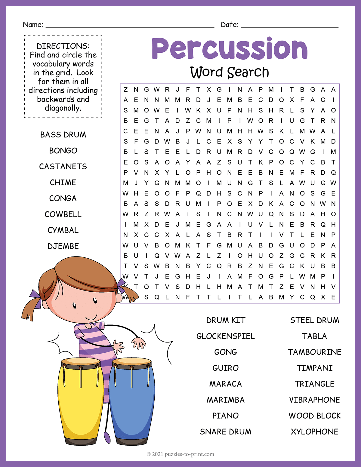 Percussion Word Search