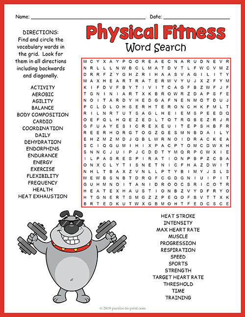 Physical Fitness Word Search