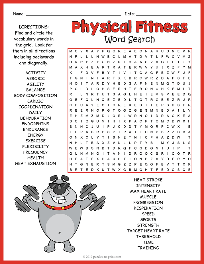 Physical Fitness Word Search