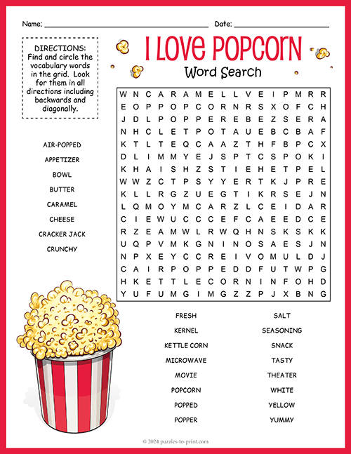Popcorn Word Search