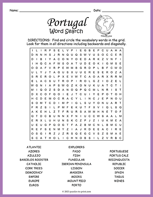 Portugal Word Search