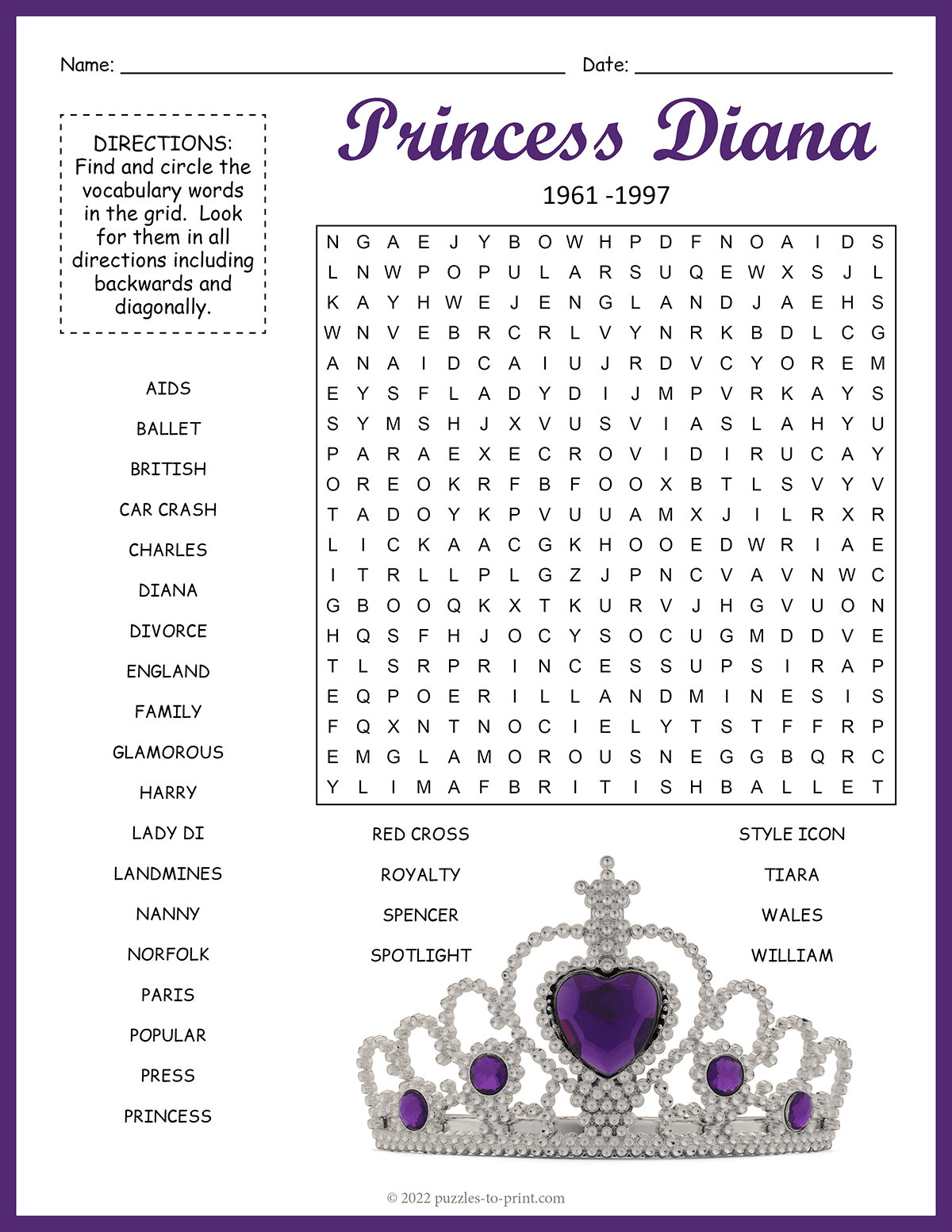 Disney Princess Word Search