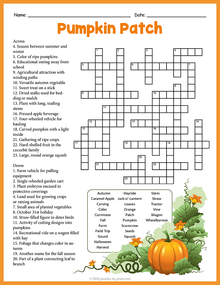 Pumpkin Crossword