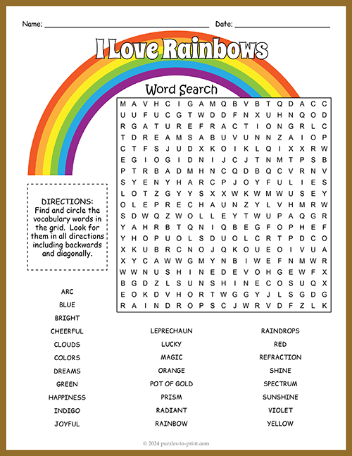 Rainbow Word Search